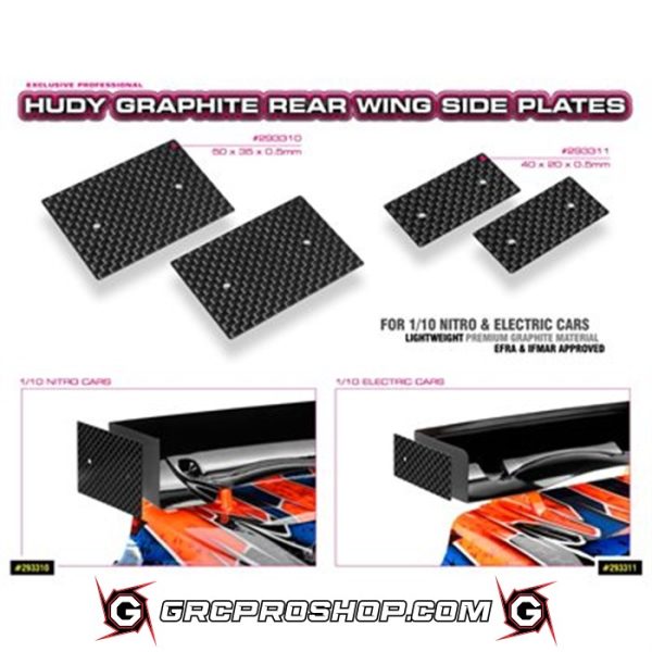 HUDY - HUD293311 - CARBON REAR WING SIDE PLATE 0.5mm - 1/10 ELECTRIC (2 ...